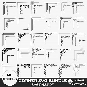 Corner Svg Bundle,flower Corner Svg Bundle, Corner Border Svg, Decorative Elements Svg, Wedding Border Svg, Corner Pattern Border Frame Svg - Etsy