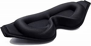 3D Contoured Sleep Mask with Memory Foam - Ultra Soft & Breathable Eye Mask for Women/Men, Adjustable Strap & Zero Pressure Design, 100% Light Blocking Blackout Blindfold (Black)