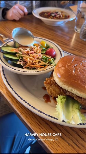 Refueling with a view 🏞️🥪 Stopped by Harvey House Café at the Grand Canyon after hiking the rim trails — nothing tastes better than lunch at 7,000 ft! #GrandCanyonEats #NationalParkAdventures #HikingFuel #traveltoks