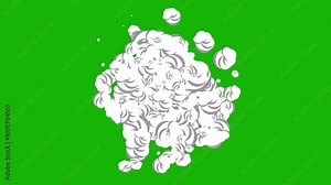 2D cartoon effect fire smoke explosions, motion graphics animations of cartoon smoke explosion effects on green screen, chroma key, 4K video