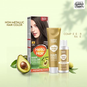 Discover the ultimate solution for your hair color needs with our non-metallic Hair Color Range. Rich in nourishing Keratin and natural oils such as Olive and Avocado, our formula provides complete grey coverage while delivering vibrant, luscious hues. Elevate your hair game with hair colors that is both nourishing and vibrant. #nonmetallichaircolor #keratinenriched #greycoverage #avocadooil #oliveoil #hellohair #Haircolor #goldenpearlhaircare | Golden Pearl Hair Care