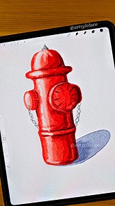 Simple Fire Hydrant 🚒 Used: Realistic Watercolor Brushset by Artsy Lola Co. Exact brushset, washi tape and canvases are available at our Website for Procreate. #procreate #procreatebrushes #fire #firehydrant | Artsy Lola Co