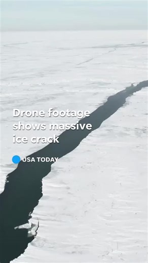 Drone video shows an ice crack splitting across Lake Erie, it's approximately 80 miles long and is stretched from Ontario to near Cleveland, according to NOAA. | The Canton Repository / CantonRep.com