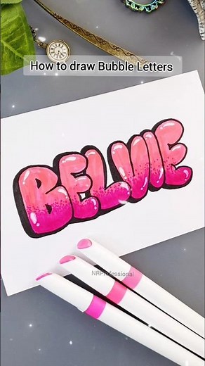 Calligraphy | Easiest way to write bubble letters #art #shorts #howto