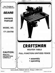 Sears Craftsman 11" Router Table 171254790 17125444 Owners Manuals Assembly Parts Extension PDF Vintage Woodworking PDF Instant Download - Etsy