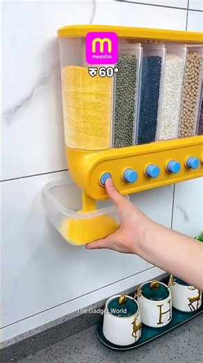 Viral Kitchen Gadget! 🤩 Wall Mounted 6-in-1 Grain Dispenser | Meesho Kitchen Finds ✨