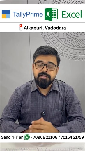 Learn Tally Prime, GST Returns, and Microsoft Excel Classes in Alkapuri, Vadodara! New Batch Starting August 29th, 2025 What You Will Learn? - Tally Prime (Accounting Software) - GST Return Filing & TDS Accounting - MS Excel: Data Analytics & ChatGPT Integration Why Join Us? - Placement assistance with CA firms & corporates - Practical training with Real-world Case studies Course Fee: ₹ 4,400 | Limited to just 14 learners per batch! For brochure & batch schedule, Send “Hi” on WhatsApp or DM: Cal