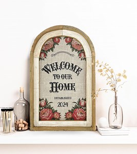 Welcome to Our Home Sign | Custom Framed Wood Sign With Established Date | Perfect Wedding or Housewarming Gift | Personalized Home Sign - Etsy