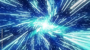 Light Speed Space Travel, Fast Moving Stars, Wormhole, Hyperspace Loop Animation. High Quality 4K Resolution.