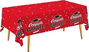 Gatherfun Graduation Party Decorations, Gongrats Grad Tablecover for Graduation Party Supplies, 3 pcs Class Red Table Cloths, 54"x108"