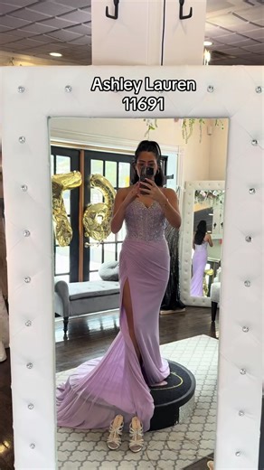 The most classic light purple gown giving princess vibes✨ #ashleylauren #prom #spybabybridal