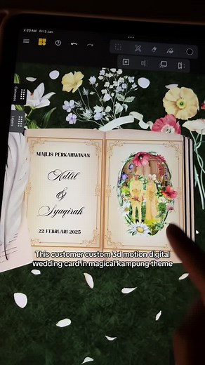 Custom 3D Motion Digital Wedding Card in Magical Kampung Theme