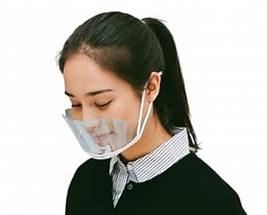 [STOCK IN USA] 5PCS Premium Quality Reusable Plastic Clear Face Food Mask, Anti-Fog, Ultra-light weight, Open Mouth, Transparent Window Face Shield Mask Protection