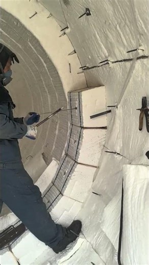 Installation Of Ceramic Fiber Blocks In An Industrial Furnace