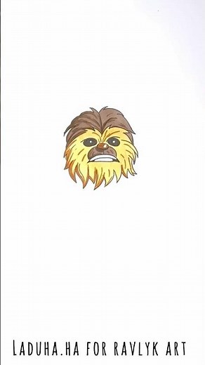 🌌🪐 Chewbacca from Star Wars 🎨🔴 Wookiee Tutorial 🐾💫 #shorts #drawing #RavlykArt