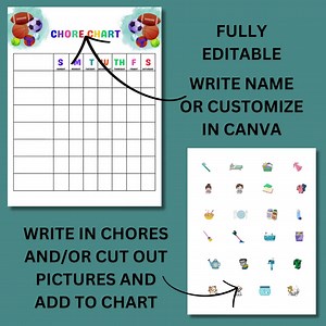 Kids Chore Chart Printable, Family Planner Responsibility Chart, Kids Chore List, Editable Chore Chart, Customizable Chore Chart for Kids - Etsy