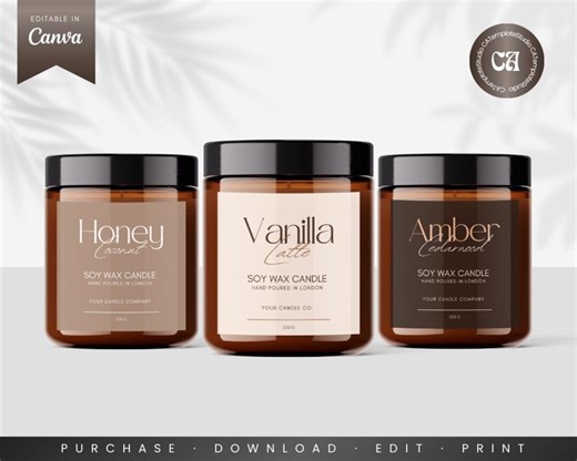 Printable Candle Label Bundle, Modern Candle Label Designs, Custom Candle Labels, Candle Business Bundle, DIY Candle Sticker, Canva Editable - Etsy