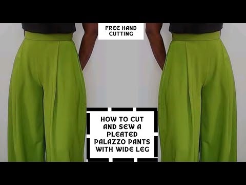 How to Cut and Sew Palazzo Trouser with Pleats and Side Pockets | No Pattern Needed | Pants Sewing