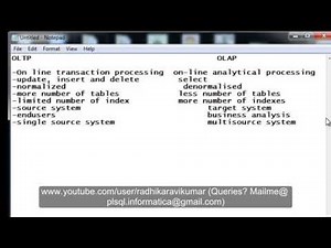 Datawarehousing : OLTP Vs OLAP