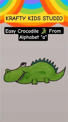 Easy Crocodile 🐊 Drawing From Alphabet "a" | Easy Animal Drawing | Drawing From Letters #shorts