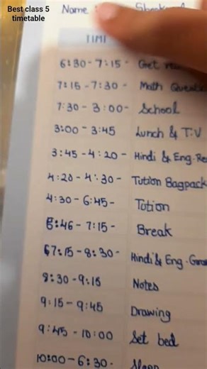 Grade 5 timetable to top 🏅#classtoppers