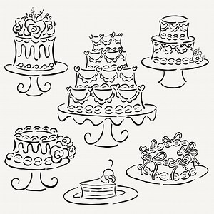 Hand Drawn Wedding Cake SVG Clipart, Whimsical Bridal Cake Illustration, Cute Doodle Dessert for Invitations & Menus - Etsy