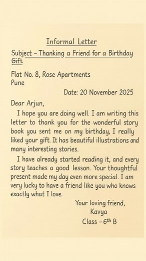 950 reactions · 89 shares | Letter to a Friend Thanking Him for a Gift Saying thank you never goes out of style  A sweet school-style letter to appreciate a friend’s thoughtful gift.  #ThankYouLetter #FriendshipGoals #LetterWriting #SchoolVibes #EnglishLearning #ChildhoodReels #CuteLetters #GratitudeVibes #TrendingNow2025 #OldSchoolCharm | EduSphere Academy | Facebook