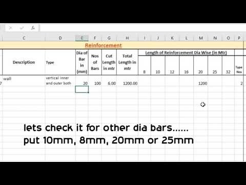 BBS in Excel | steel calculation in Excel sheet