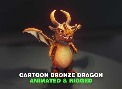 Cartoon Bronze Dragon Animated Low-Poly 3D Model by 3DDisco