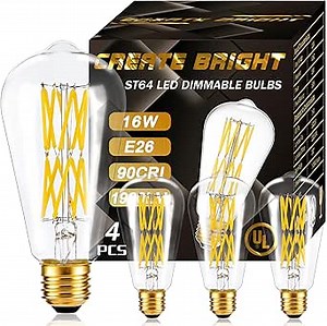 Dimmable Light Bulbs Vintage Style ST64 Led Bulbs 16W Neutral Light Led Edison Filament Bulbs High Brightness E26 Base,1920 Lumen,4000K,4 Pack