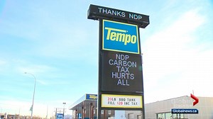 Alberta gas station sign has blunt message for Justin Trudeau and Rachel Notley