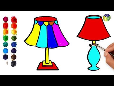 How to draw TABLE LAMP easy steps for kids | draw a table lamp | color art