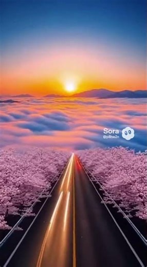 Cherry Blossom Highway Above the Clouds (10s Loop)｜雲の上の桜トンネル【ループ絶景】