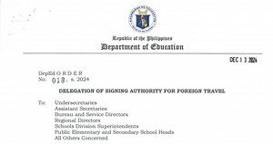 DepEd Order 018, s. 2024 - Delegation of Signing Authority for Foreign Travel