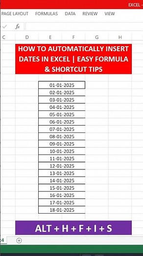 🚀Master Excel: Automatically Insert Dates with Simple Formulas & Shortcuts! #exceltips #exceltricks
