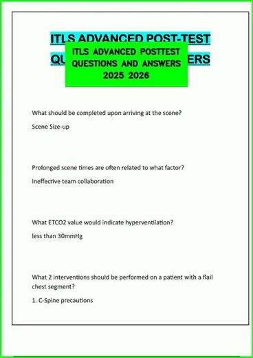 ITLS ADVANCED POSTTEST QUESTIONS AND ANSWERS 2025 2026 video