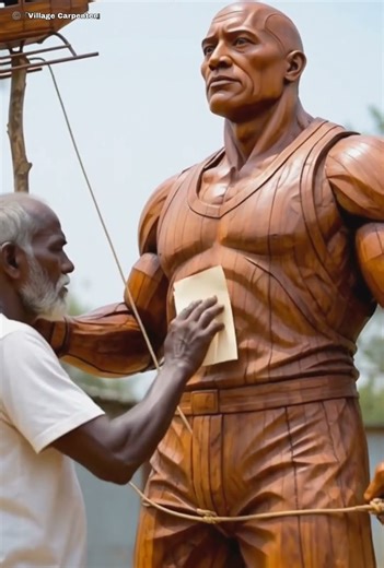 Unbelievable! The Rock Made From Wood 🤯 #therock #shorts #woodcarving #woodart #woodscraft