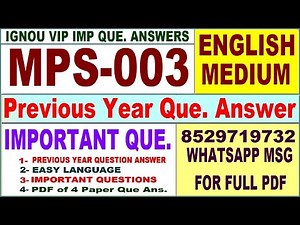 MPS 003 Previous Year Question Paper in English | mps 003 important questions with answer