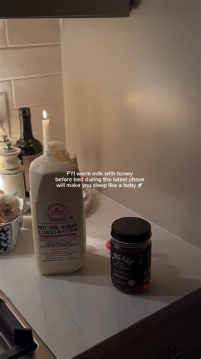 Anna Mondanaro on Instagram: "anyone notice their sleep is is waaaaay worse during their luteal phase? 🙋‍♀️ this can be due to a number of hormonal shifts leading up to menstruation, so i recently started drinking warm milk with honey before bed and it’s changed the game for my sleep. milk contains tryptophan which the body eventually converts to melatonin (relaxation hormone) and honey releases insulin which aids the body in absorbing the tryptophan from the milk. i just add the milk to a pan