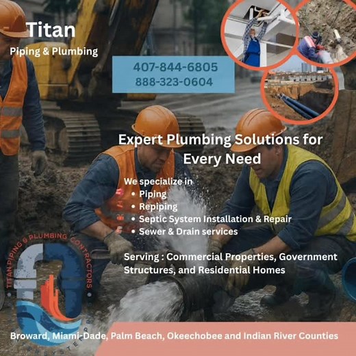Is your old sewer pipe causing problems? Don't wait for a bigger headache! Our skilled crew at Titan Piping and Plumbing is on the job, making sure this home gets a fresh, reliable main sewer line. From diagnosis to replacement, we've got your back. ​Learn more about our services at www.titanpipingandplumbing.com Or call us at: 407-844-6805 / 888-323-0604 ​#SewerRepair #PlumbingSolutions #TitanPipingAndPlumbing #HomeRepair #QualityPlumbing #PreventativeMaintenance | Titan Piping and Plumbing
