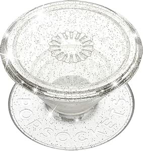 PopSockets Translucent Phone Grip with Expanding Kickstand, PopSockets for Phone, Adhesive Grip, Translucent PopGrip - Clear Glitter Silver