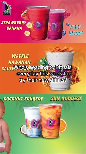 🥤🌟 Introducing your new FAVOURITE FIVE available at all Rituals locations! 🌟🥤 Say hello to your new favourites: • Coconut Soursop 🥥 • Sun Goddess 🌴🌞 • Waffle Hawaiian Salted Caramel 🧇🍍 • Strawberry Banana 🍓🍌 • Very Berry 🫐 Ready to add some variation to your Rituals orders ? Visit your nearest Rituals Coffee House and experience these NEW* refreshing drinks. Which one are you trying first? Let us know! 👇 #RitualsCoffeeHouse #NewFlavors #SummerSips #DrinkUp #tastethemagic