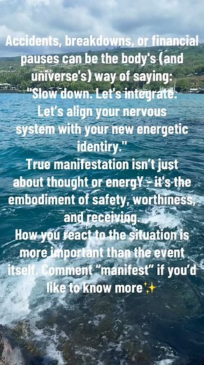 True manifestation isn’t just about thought or energy - it’s the embodiment of safety, worthiness, and receiving. Creating safety in the body even when an event may be stressful and scary is more important than the event itself. How you react, and the belief system you have created in your subconscious. Am I deserving to hold wealth? Am I deserving for a healthy relationship? Am I deserving of success? Ask yourself these questions and what does your body tell you? If you feel resistance, or unea