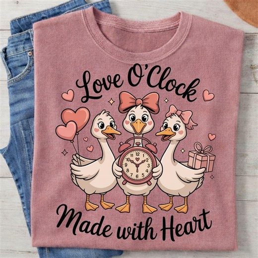 Love O Clock Goose PNG, Cute Goose PNG, Valentine Design, Goose Lover PNG, Shirt Graphic, Digital Download - Etsy
