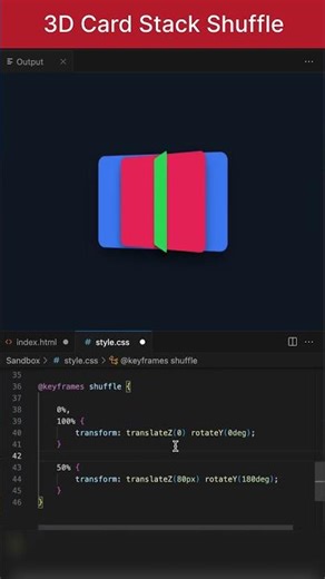 3D Card Stack Shuffle Animation | HTML CSS