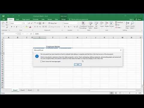How to Save a Spreadsheet as Final and make it Read only in Excel 2016