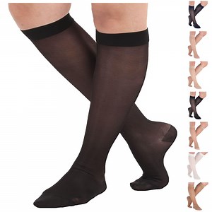 Plus Size Compression Socks for Women Circulation 15-20mmHg - Black, 2XL