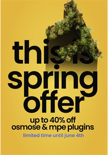 Our MPE hardware & software sale is now on! Shop a limited stock of refurbished osmose (up to 30% off) and get our mpe plugins, presets or bundles up to 40%. Touché deals for plugins and accessories are also running for a limited time. Discover all deals by clicking the link in bio 🖤