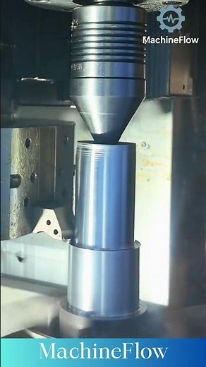 Precision CNC Lathe Threading Operation on Metal Cylinder #machineflow #machine