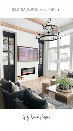 244K views · 300 reactions | My Ikea built-in cabinet hack is complete and I’m obsessed!! Can you believe these were just plain Ikea bookshelves?!? Now we have storage and a place to display some of my family pieces of decor. What do you think?!? ☺️ #modernfarmhouse #diyfireplace #homedecor #fireplacedesign #mydecorvibe #currentdesignsituation #diyhousetohome #ikeahack #diybuiltins #builtins | Grey Birch Designs | Facebook